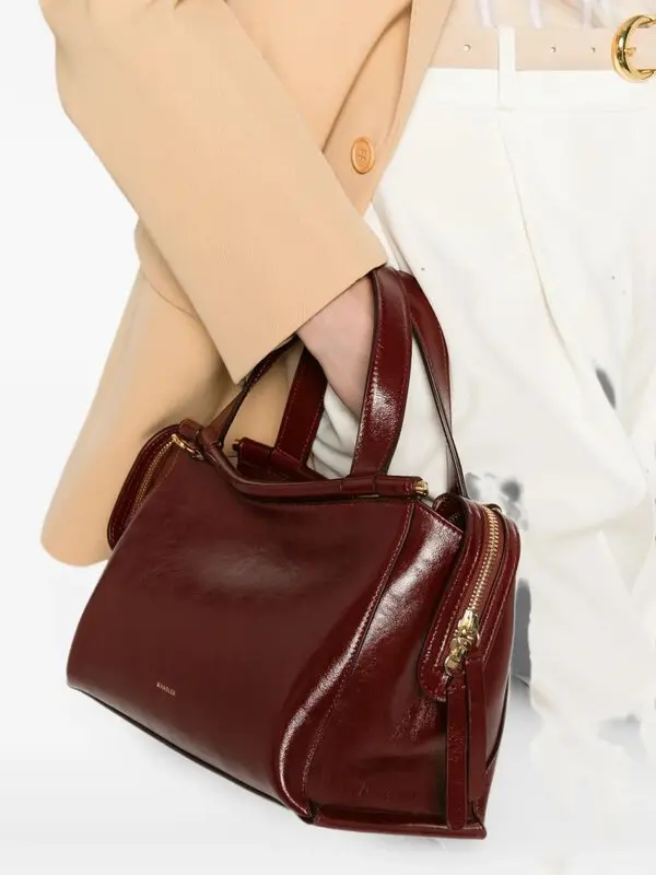 WANDLER Patent Finish Leather Tote Bag - Brown