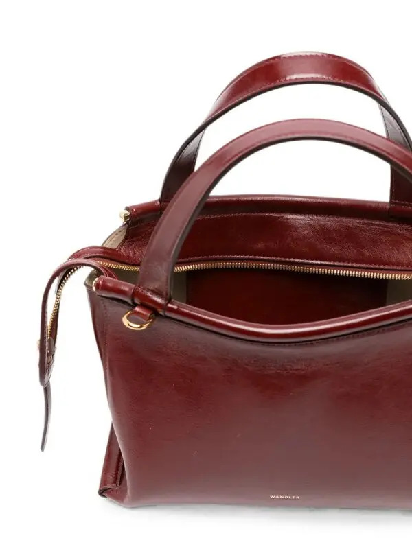 WANDLER Patent Finish Leather Tote Bag - Brown