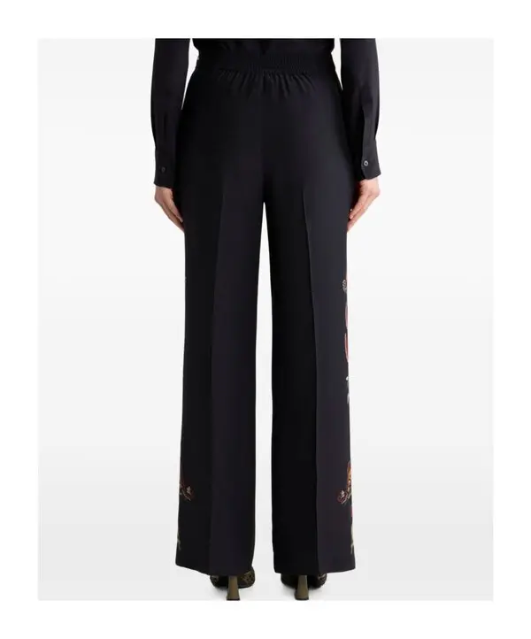 Etro Silk Trousers With Placed Floral Paisley Print