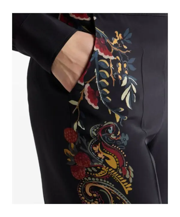 Etro Silk Trousers With Placed Floral Paisley Print