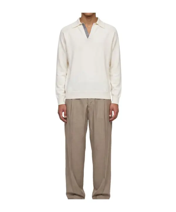LARDINI Contrast-trim Raglan-sleeve Sweater - White