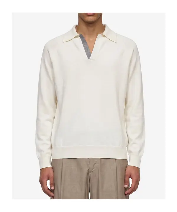 LARDINI Contrast-trim Raglan-sleeve Sweater - White