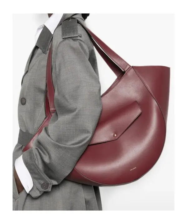 WANDLER Asymmetric Leather Tote Bag - Bordeaux