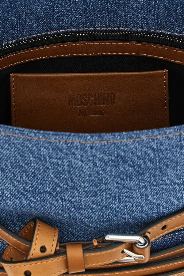 Moschino Belt-detail Denim Shoulder Bag
