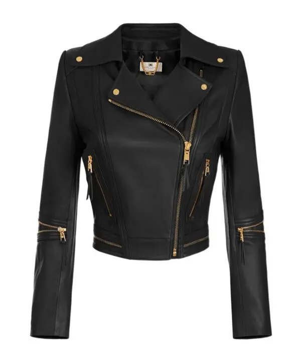 Elisabetta Franchi Zipped Biker Jacket - Black
