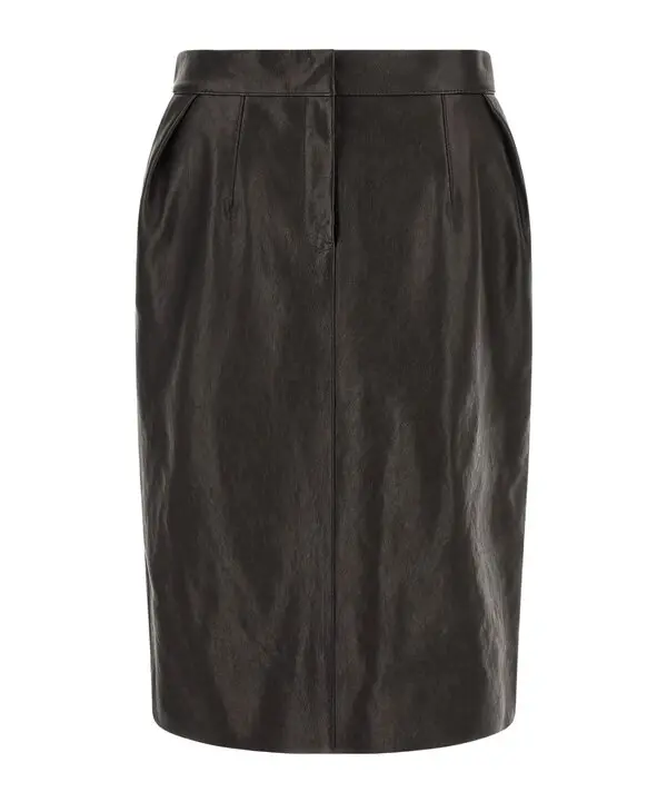 Magda Butrym Leather Pleated Midi Skirt
