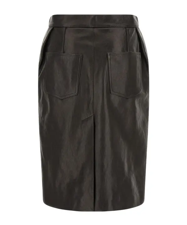 Magda Butrym Leather Pleated Midi Skirt
