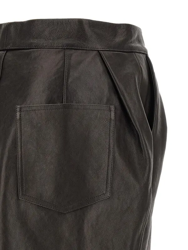 Magda Butrym Leather Pleated Midi Skirt