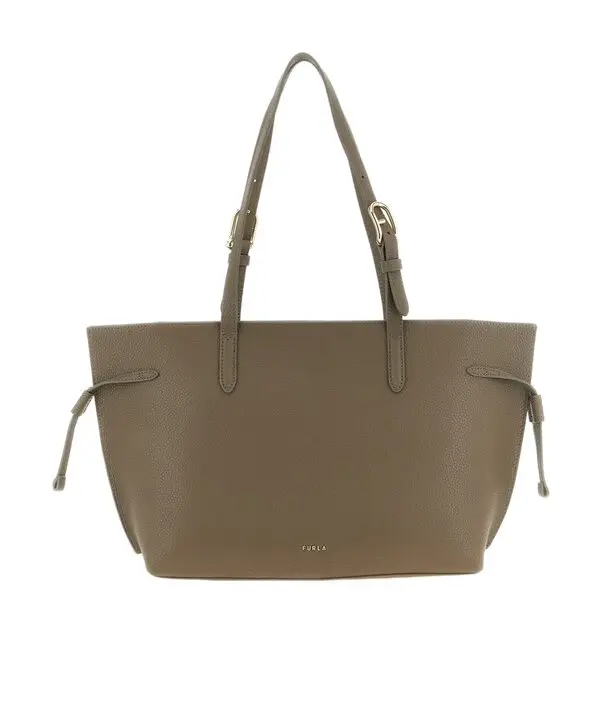 Furla Grainy Leather Tote Bag - Grey
