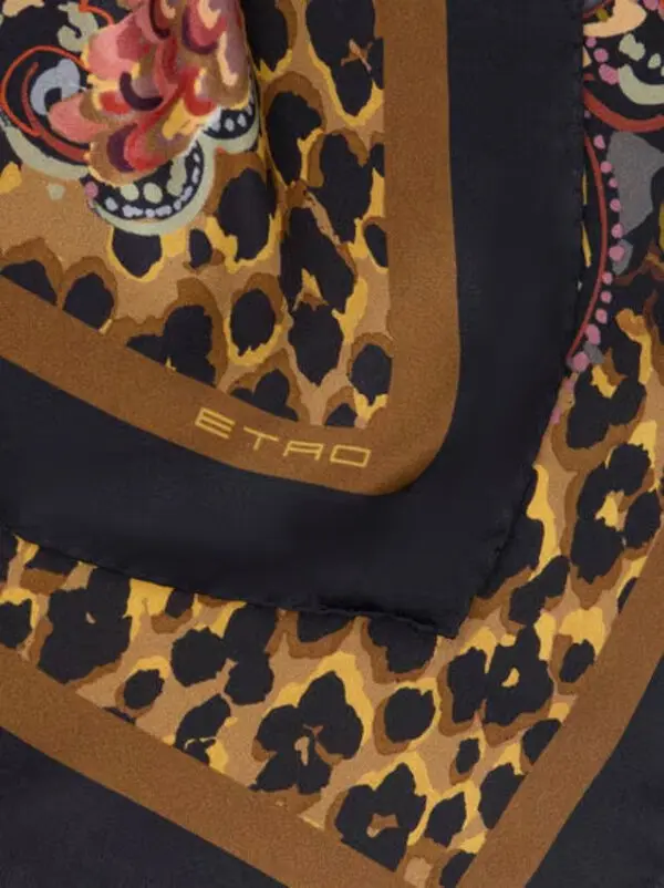 Etro Silk Twill Scarf With Leopard And Paisley Motif
