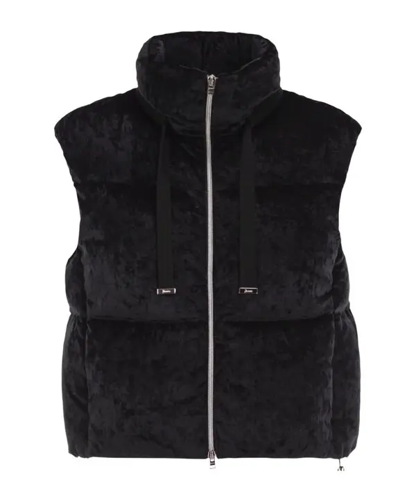 Herno Velvet-effect Padded Gilet - Black