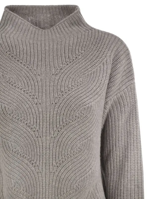 Herno Textured Mock Neck Knitted Jumper - Gray