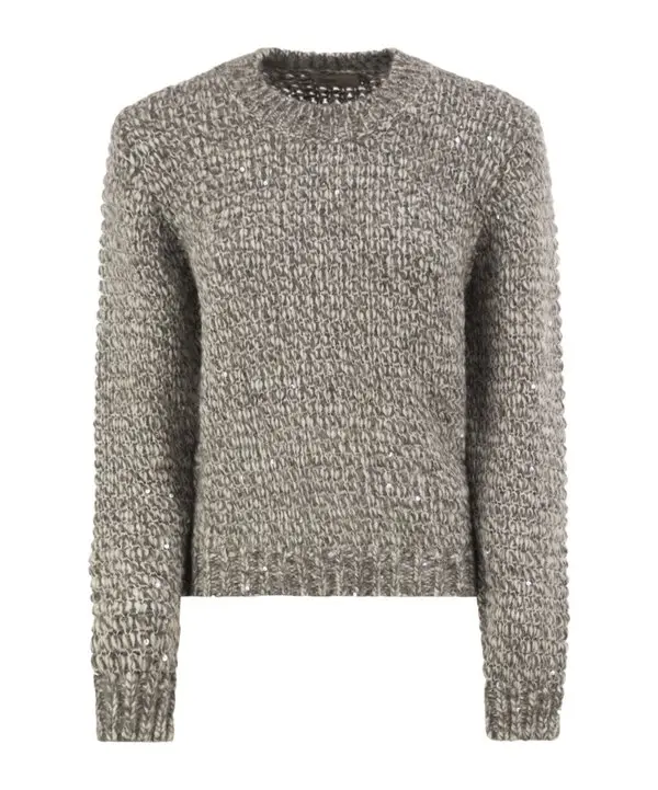 Herno Alpaca-blend Jumper With Sequins - Gray