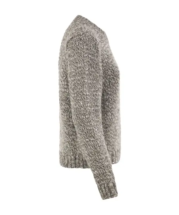 Herno Alpaca-blend Jumper With Sequins - Gray