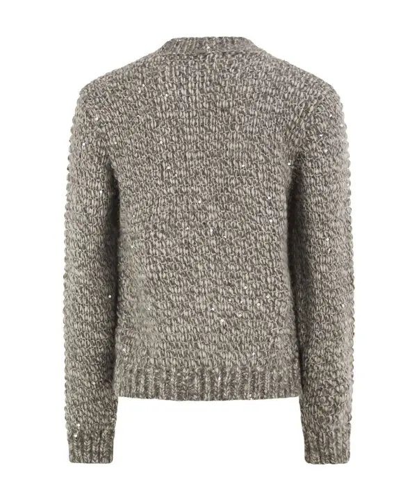 Herno Alpaca-blend Jumper With Sequins - Gray