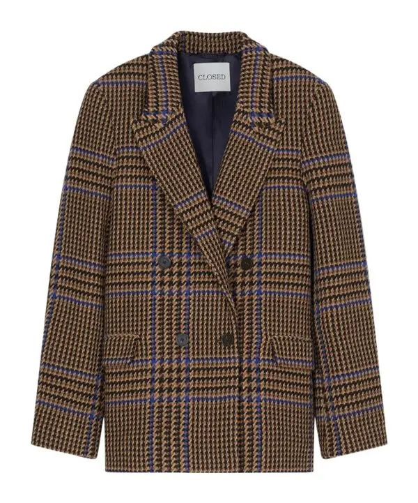 Closed Check-pattern Double-breasted Blazer