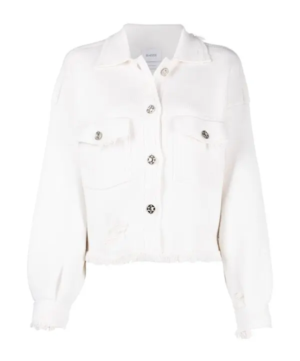 BARRIE Fringed Denim Jacket - White