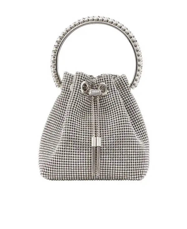 JIMMY CHOO Crystal Embellished Drawstring Crossbody Bag