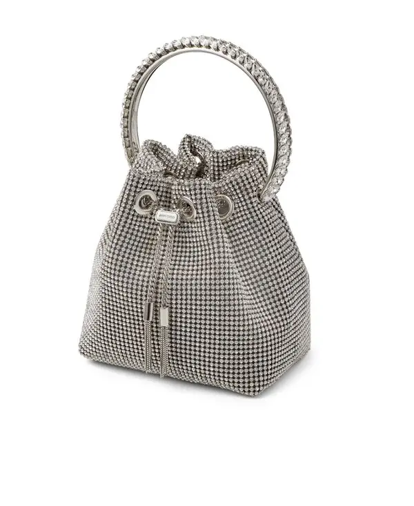 JIMMY CHOO Crystal Embellished Drawstring Crossbody Bag