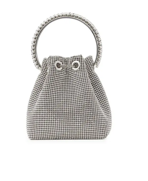 JIMMY CHOO Crystal Embellished Drawstring Crossbody Bag
