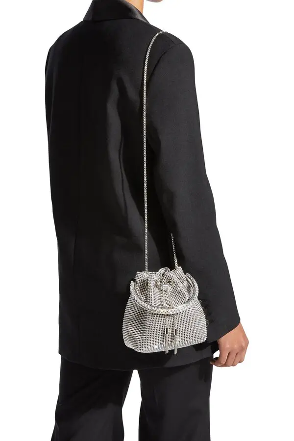 JIMMY CHOO Crystal Embellished Drawstring Crossbody Bag