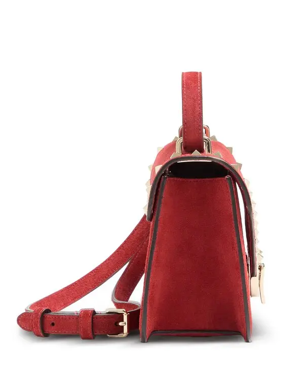 Valentino Garavani Small Studded Suede Shoulder Bag - Red