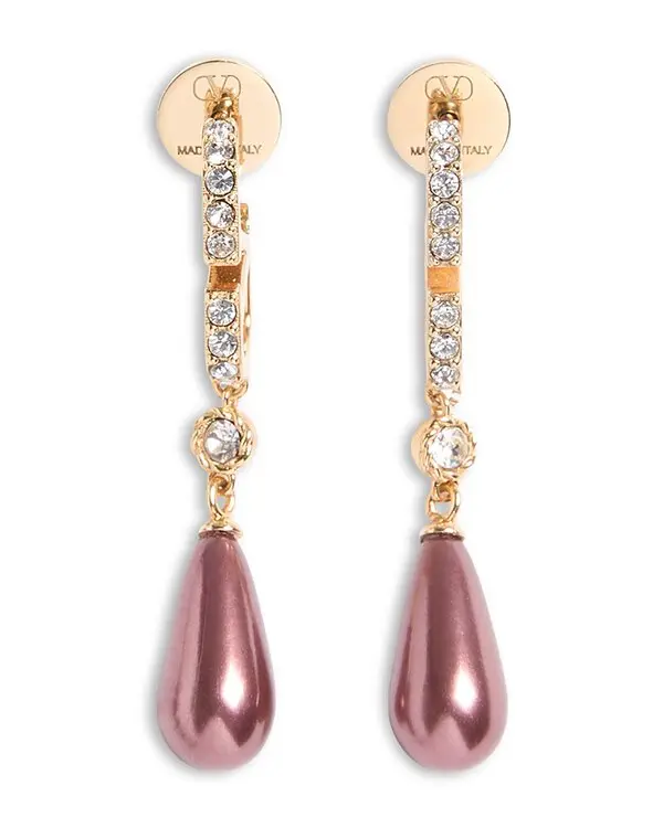 Valentino Garavani Logo Linear Drop Earrings, 1.6l - Gold