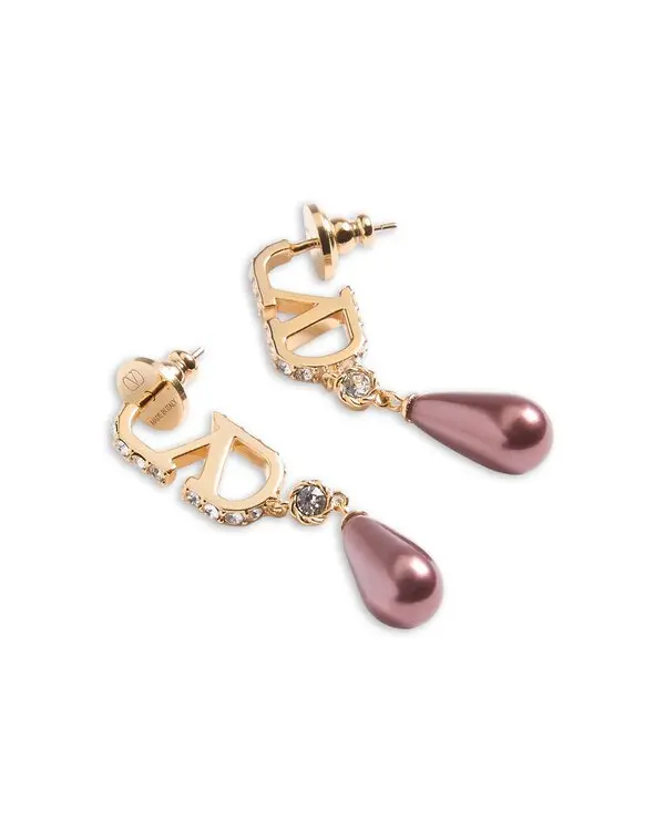 Valentino Garavani Logo Linear Drop Earrings, 1.6l