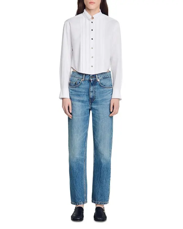 Sandro Pleated Origami Collar Shirt