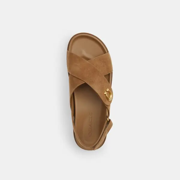 COACH Sculpted C Criss Cross Sandal - Coconut