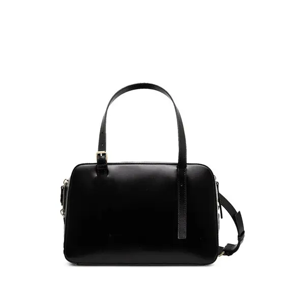 A.p.c. Leather Shoulder Bag With Top Handle And Adjustable Strap - Black
