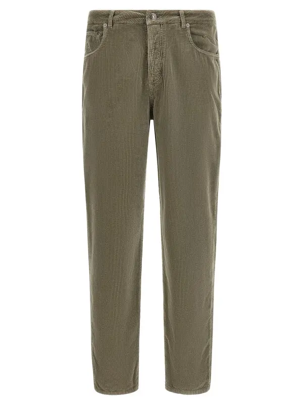 Brunello Cucinelli Corduroy Straight-leg Trousers - Green