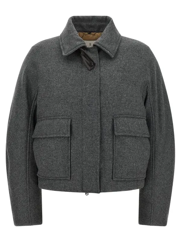 Brunello Cucinelli Shearling Collar Cropped Jacket
