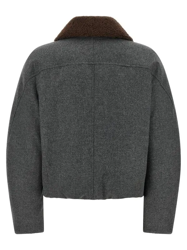 Brunello Cucinelli Shearling Collar Cropped Jacket
