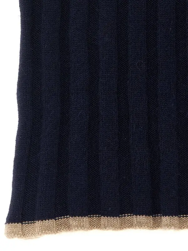 Brunello Cucinelli Ribbed Cashmere Knit Scarf - Blue