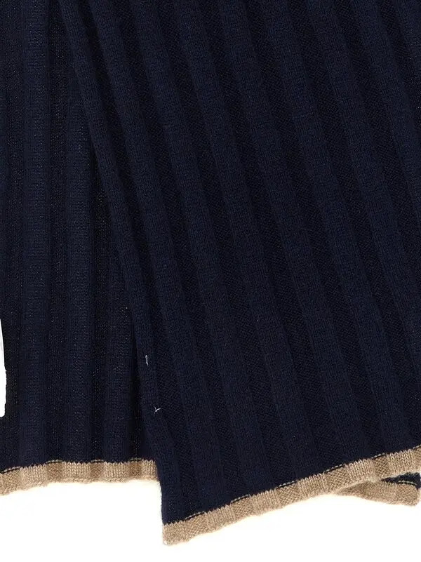 Brunello Cucinelli Ribbed Cashmere Knit Scarf - Blue