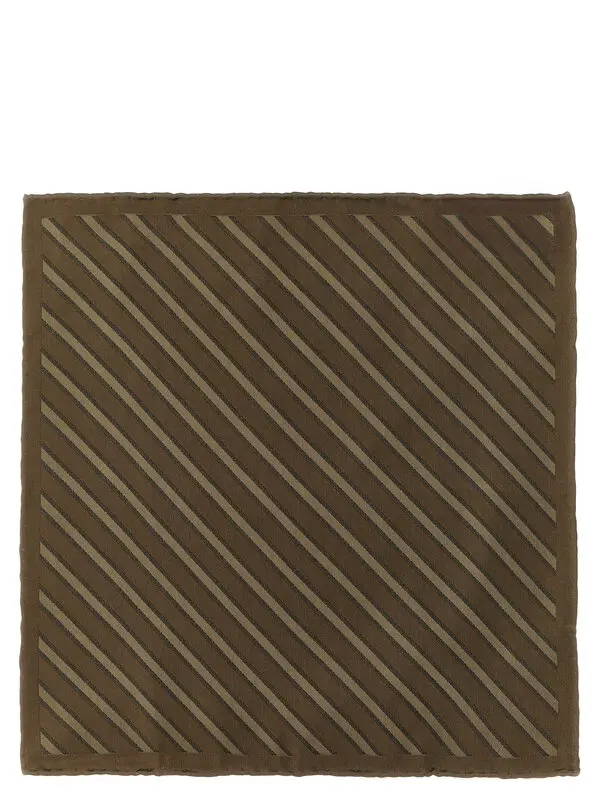 Brunello Cucinelli Regimental Pocket Clutch In Silk - Brown