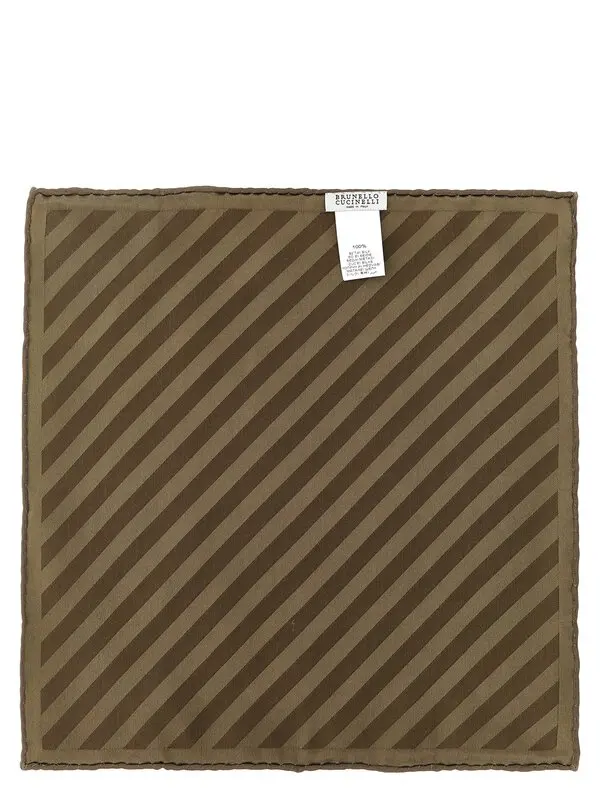 Brunello Cucinelli Regimental Pocket Clutch In Silk - Brown