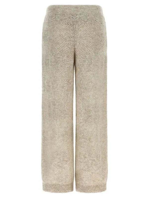Brunello Cucinelli Wide Leg Knit Trousers - Cream