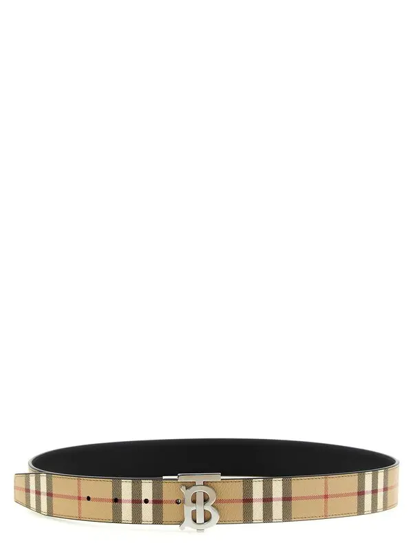 Burberry Logo Buckle Reversible Belt - Cream