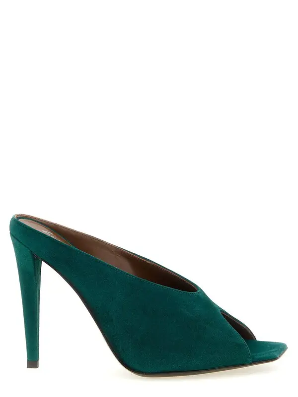 GIUSEPPE ZANOTTI Suede Stiletto Heeled Slip-on Sandals - Green
