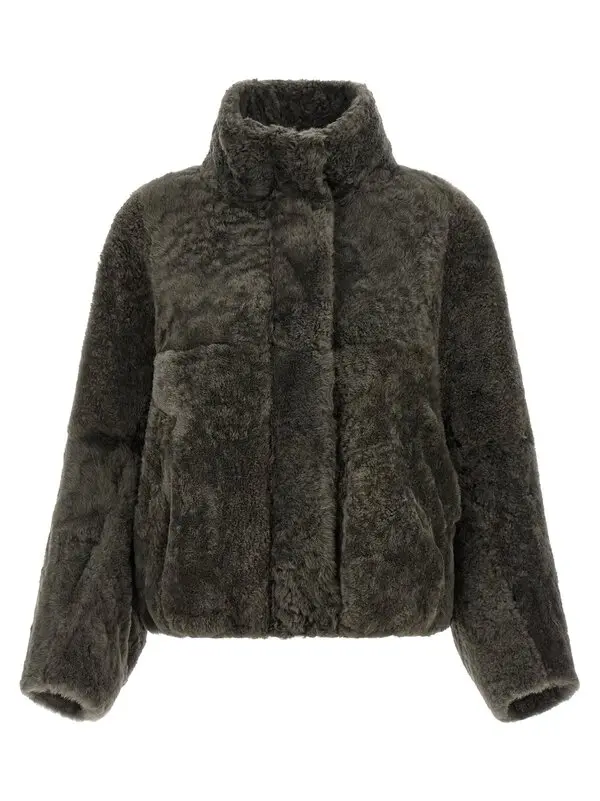 Brunello Cucinelli Cropped Fur Jacket - Gray