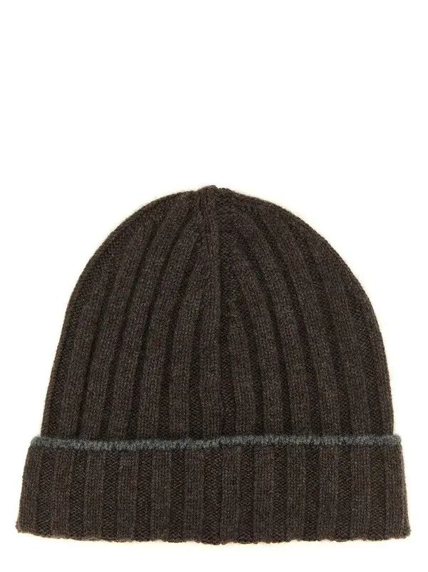 Brunello Cucinelli Cashmere Ribbed Beanie - Brown