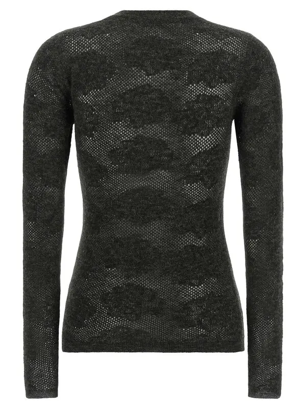 Brunello Cucinelli Flower Lace Knit Sweater - Gray