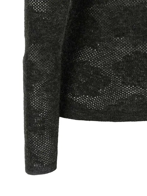 Brunello Cucinelli Flower Lace Knit Sweater - Gray