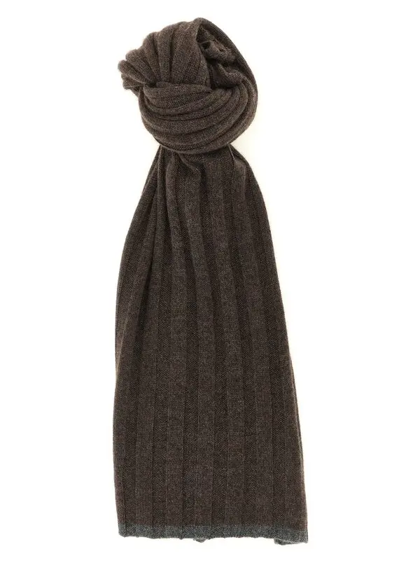 Brunello Cucinelli Ribbed Cashmere Knit Scarf - Brown