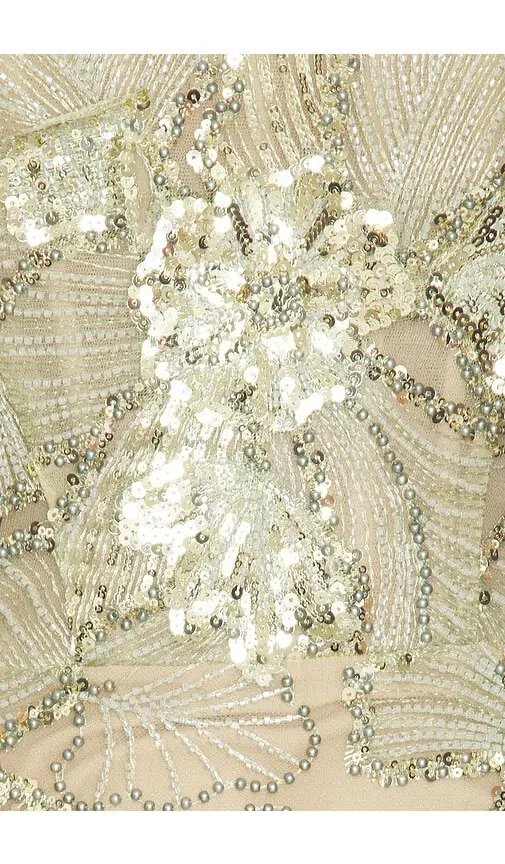 BRONX BANCO Sequined Floral Strapless Maxi Dress