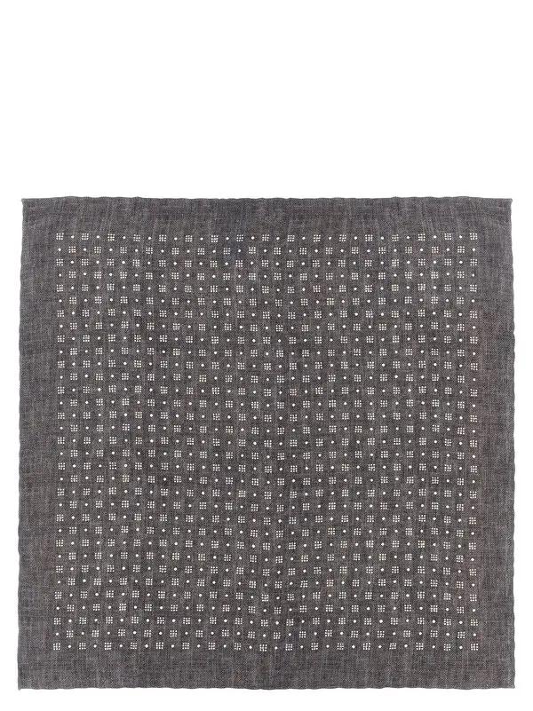 Brunello Cucinelli Silk Clutch Bag With Micro Geometric Pattern - Gray
