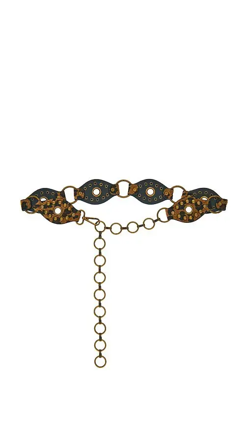 8 Other Reasons Ponyhair Waist Belt With Brass Studs - Leopard
