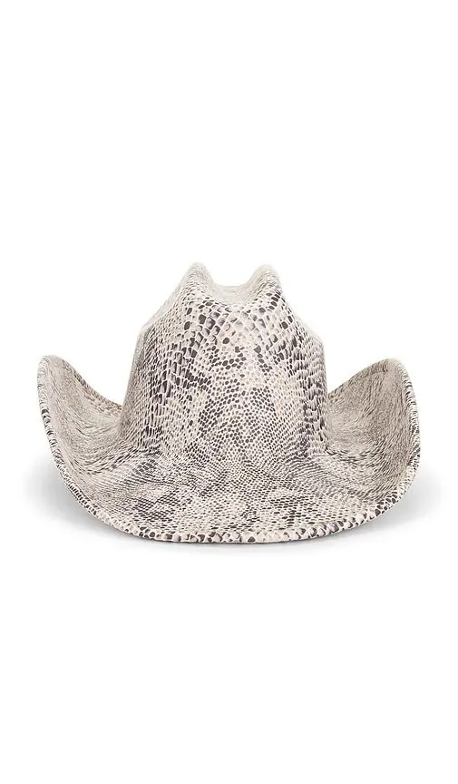 8 Other Reasons Midnight Rider Snakeskin Printed Cowboy Hat - Ivory